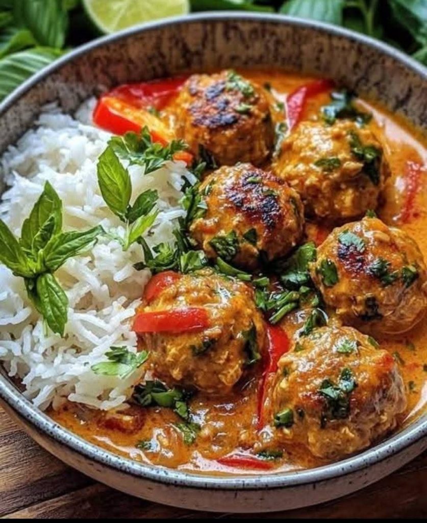 Fragrant Thai Chicken Meatballs in Creamy Coconut Curry Sauce – TASTY
